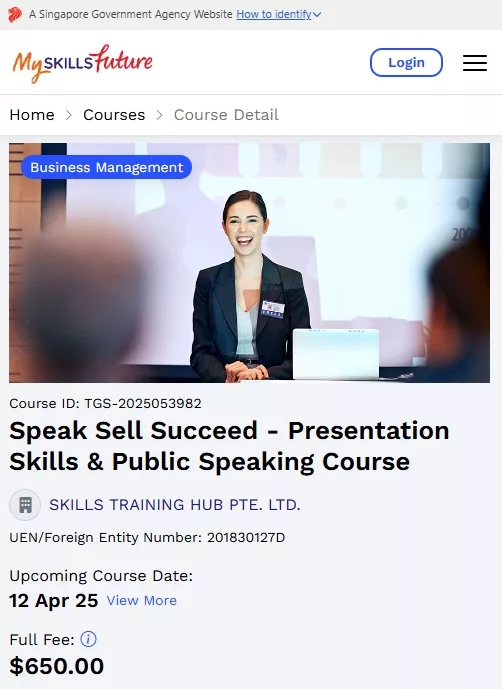 Skillsfuture Public Speaking Course for 2026